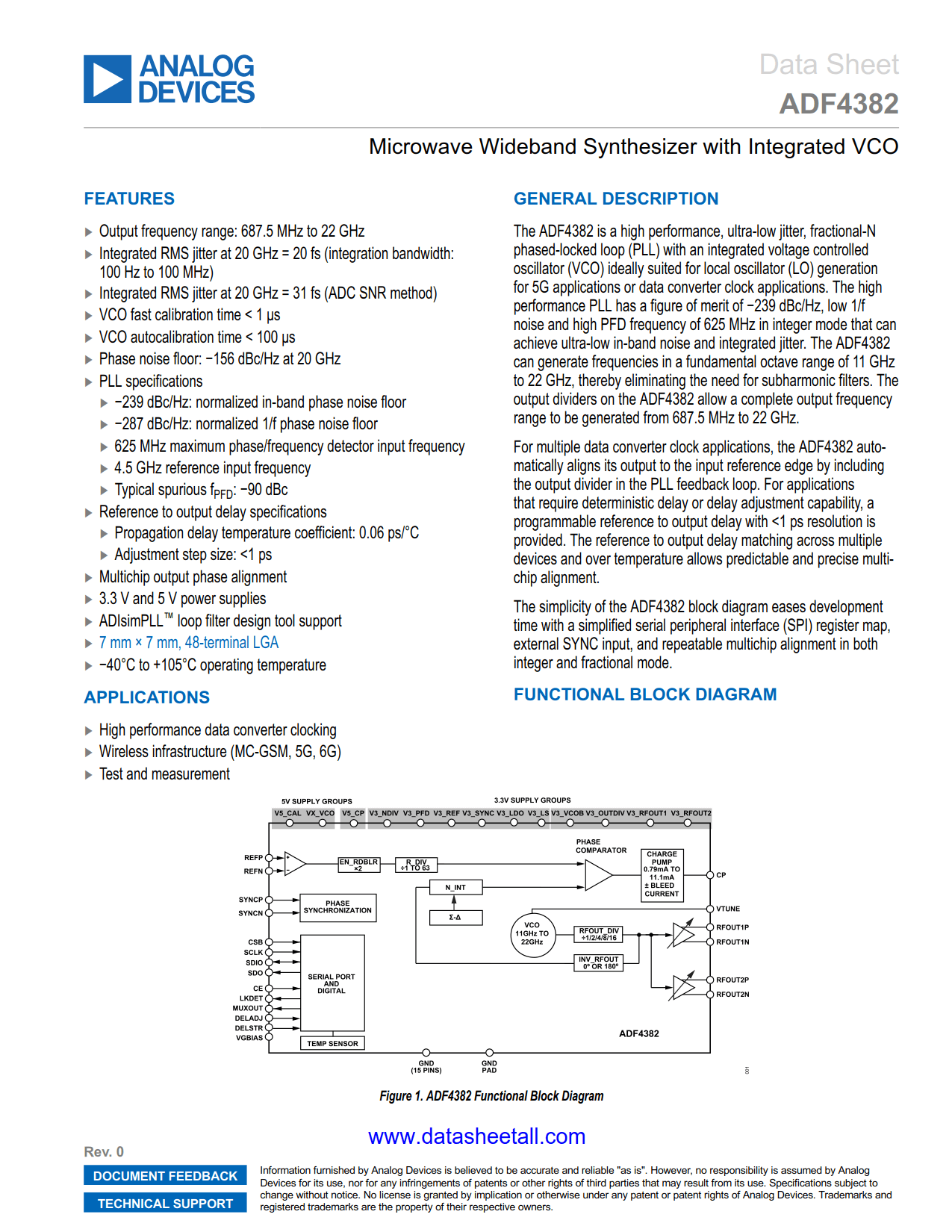 ADF4382 Datasheet PDF Download | All Parts Marking & In Stock ...